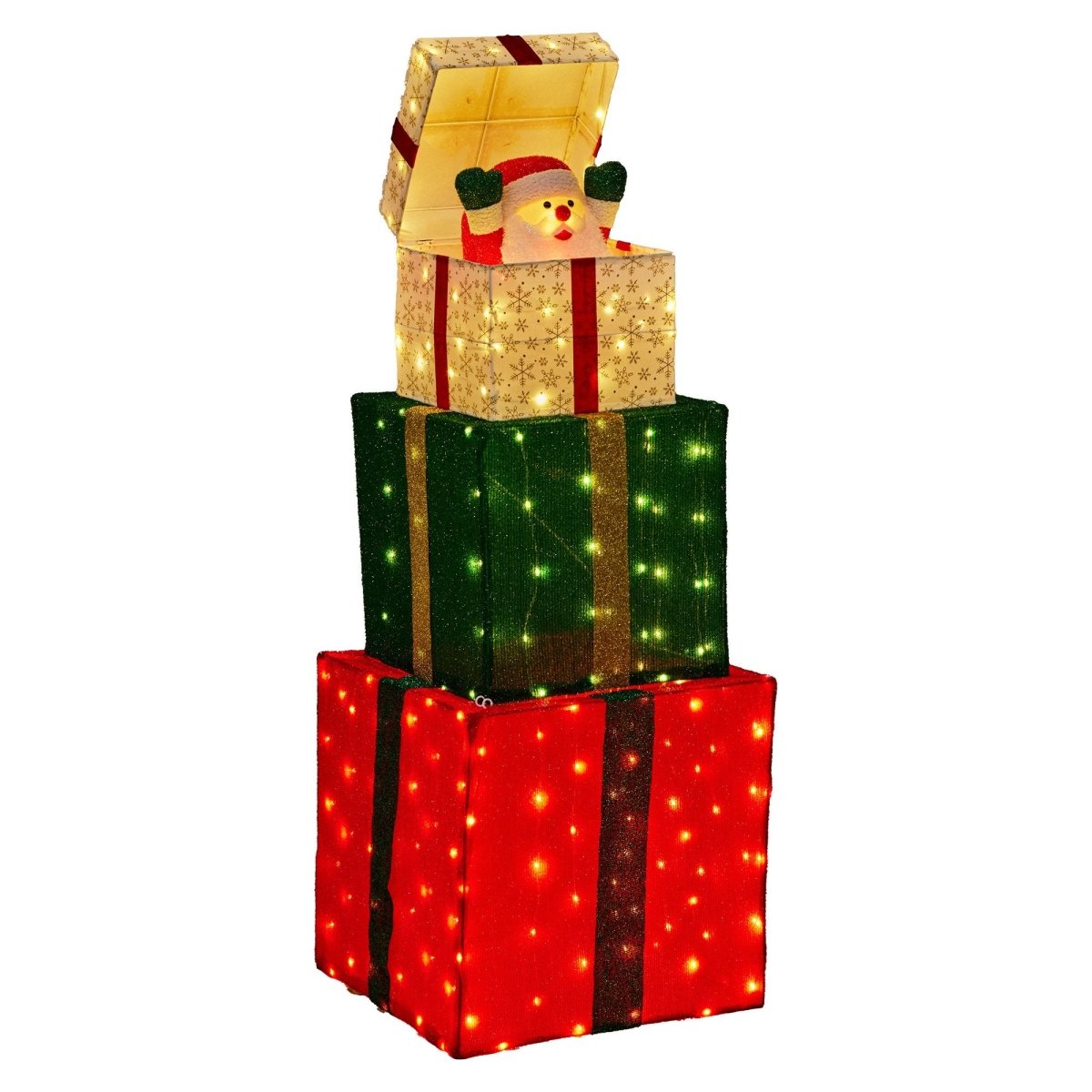 Christabelle 122cm Animated Present Stack Santa Led Lights Christmas ...