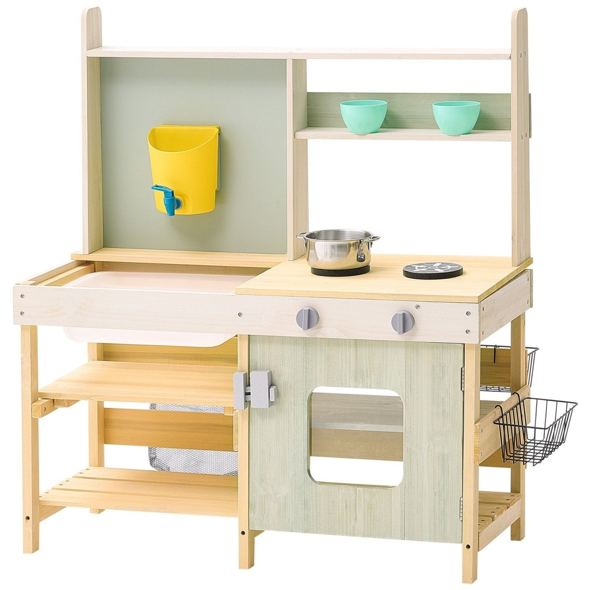 VEVOR Wooden Mud Kitchen Outdoor Toy Play Kitchen Set for Kids Pretend ...
